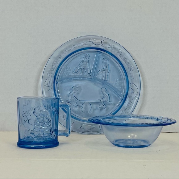 Tiara | Dining | Tiara Indian Blue Glass Dining Set 3 Pieces With ...